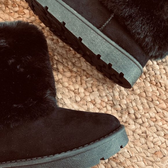 BAMBOO | Shoes | New Black Faux Fur Eskimo Snow Winter Tall Ankle Boot ...